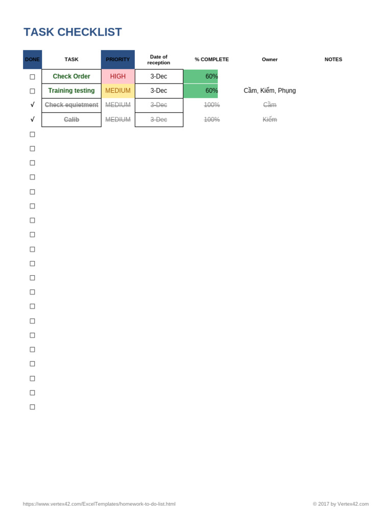 Task Checklist | PDF