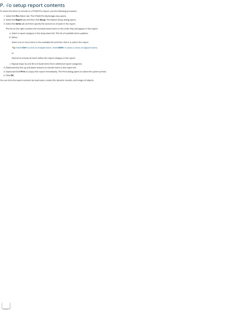 STAAD.Pro Report Setup Guide | PDF