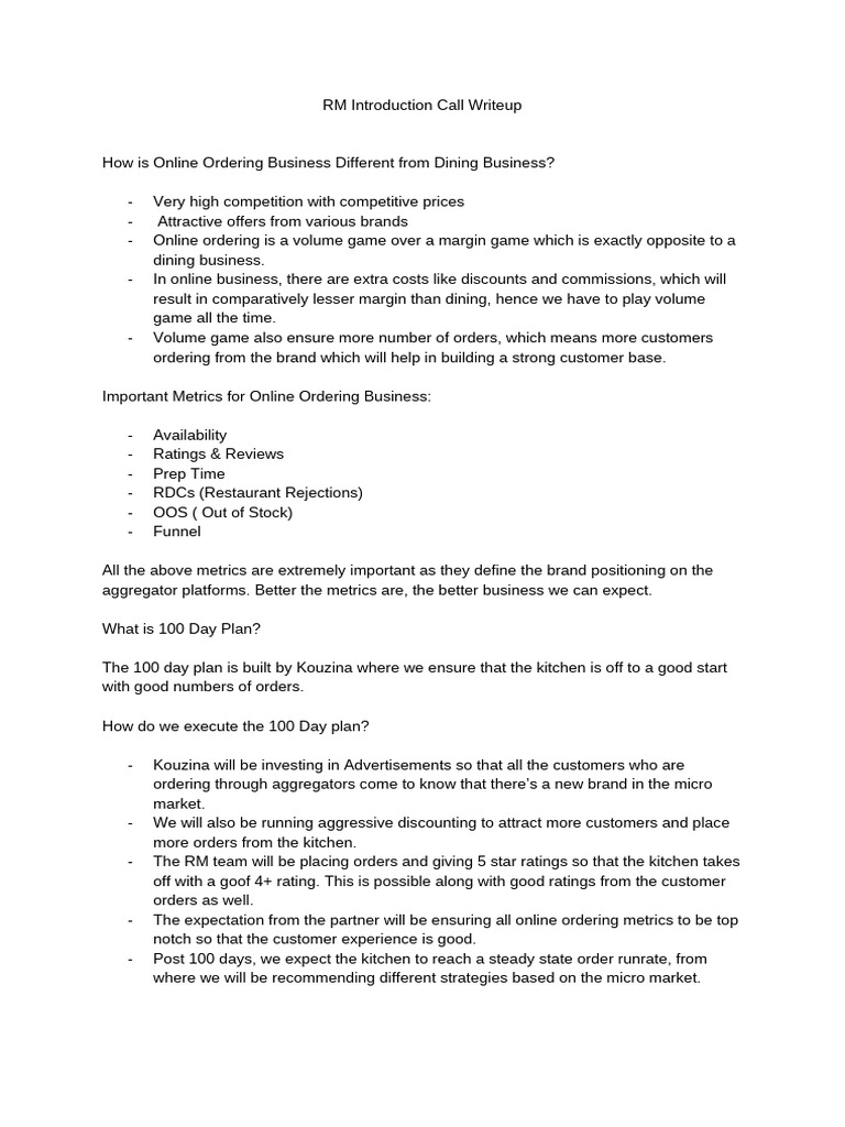 RM Introduction Call Writeup | PDF