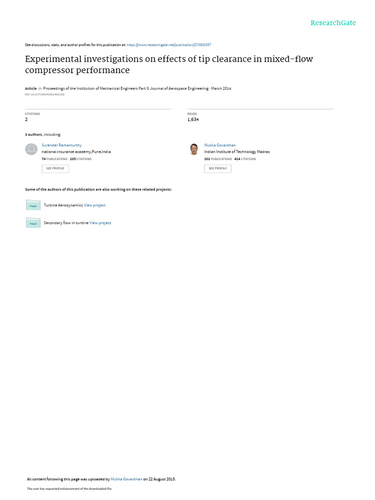 Experimental Investigation on Effects of Tip Clearence in Mixed Flow ...