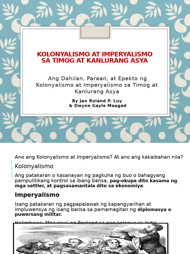 Kolonyalismo at Imperyalismo Sa Timog at Kanlurang Asya | PDF