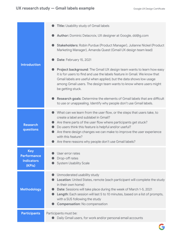 Google UX Design Certificate - UX Research Study - Gmail Labels ...