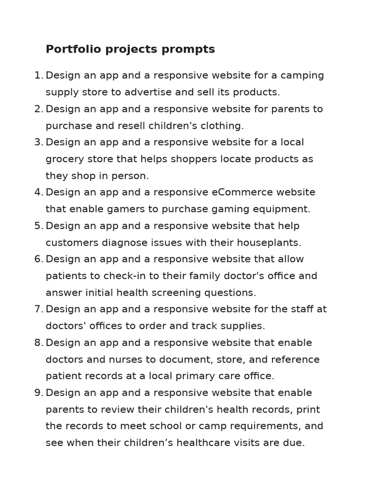 Portfolio Projects Prompts | PDF | Service Industries