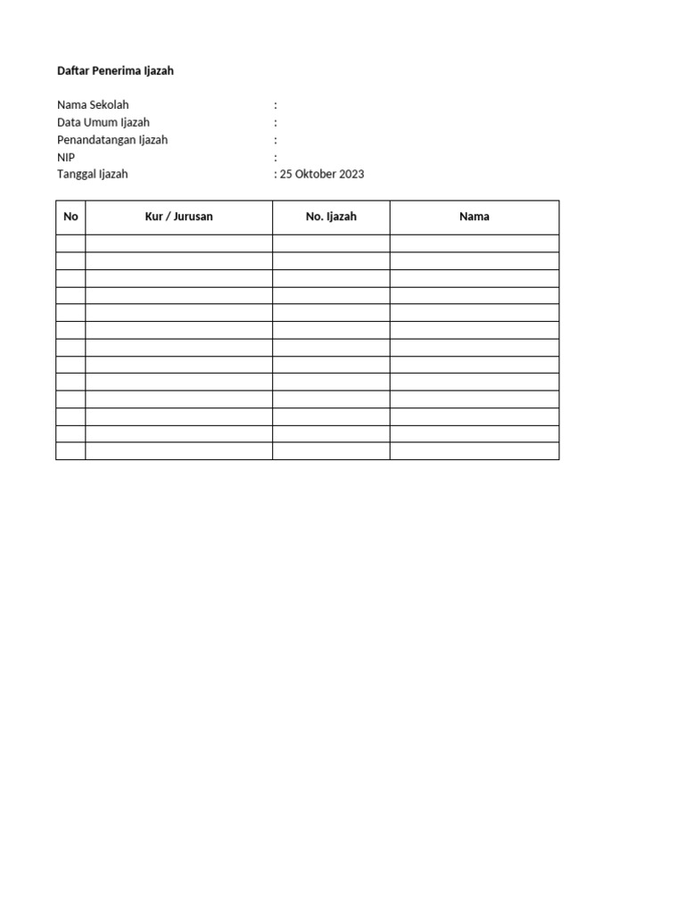 Format Pengisian Data Ijazah | PDF