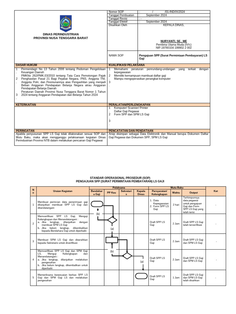 8. Bagian Perencanaan dan Keuangan (SOP Pengajuan SPP LS Gaji) | PDF