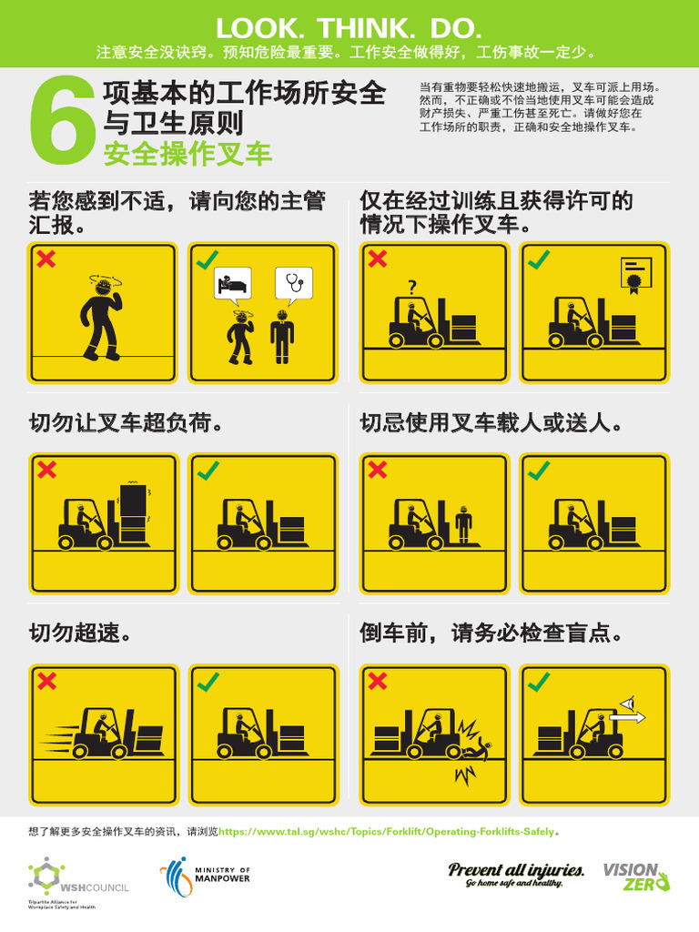 6 Basic WSH Rules For Safe Forklift Operation - Mandarin | PDF