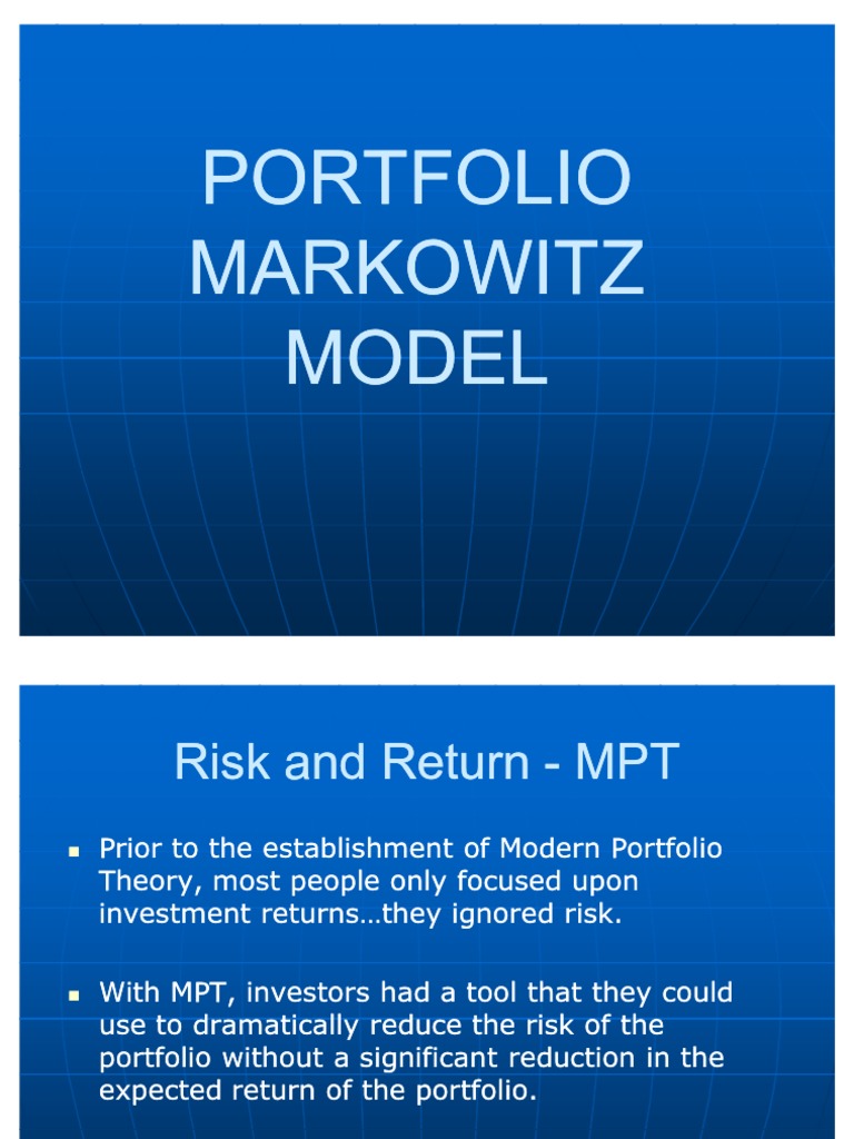Portfolio Markowitz Model | PDF | Diversification (Finance) | Covariance