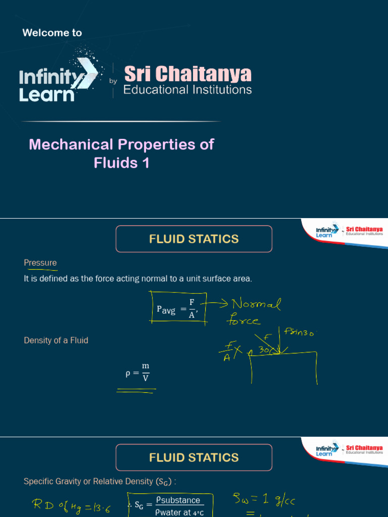 Session PDF_Mechanical Properties of Fluids Part 1 | PDF | Pressure | Density