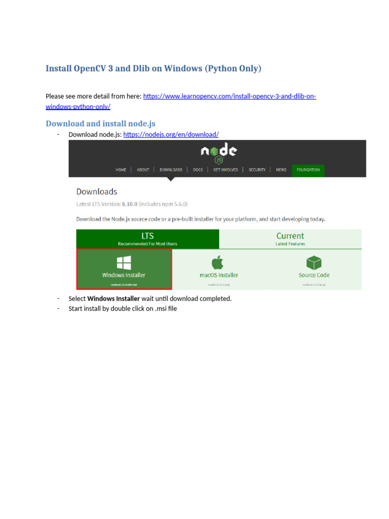 Install OpenCV 3 and Dlib On Windows | PDF