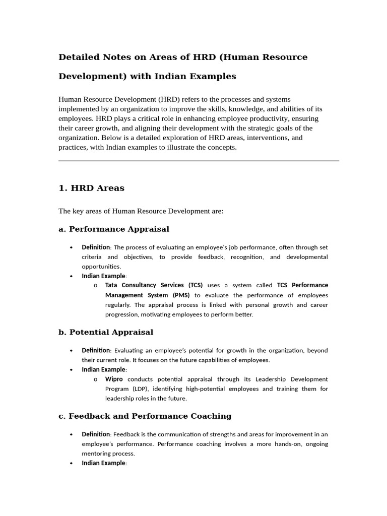 HRD Practices in India: Key Areas Explained | PDF | Human Resources ...
