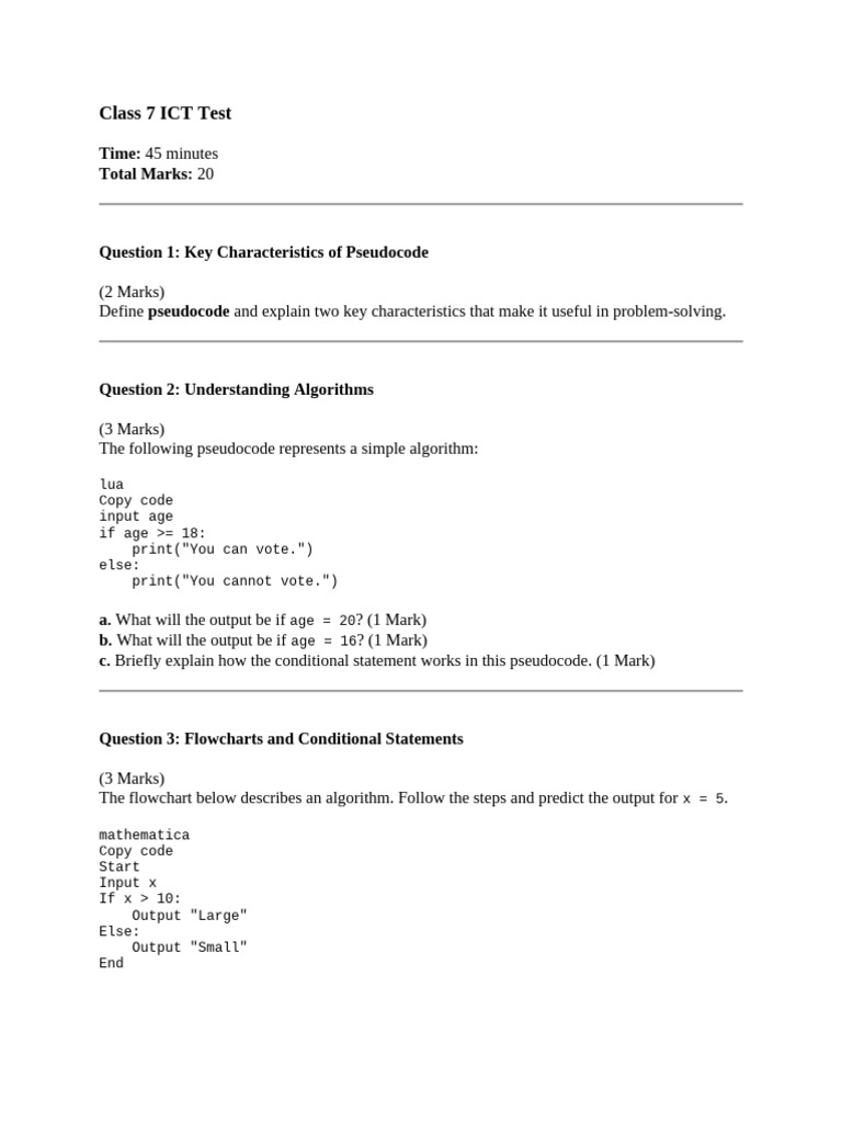 Class 7 ICT Test CH 2 | PDF