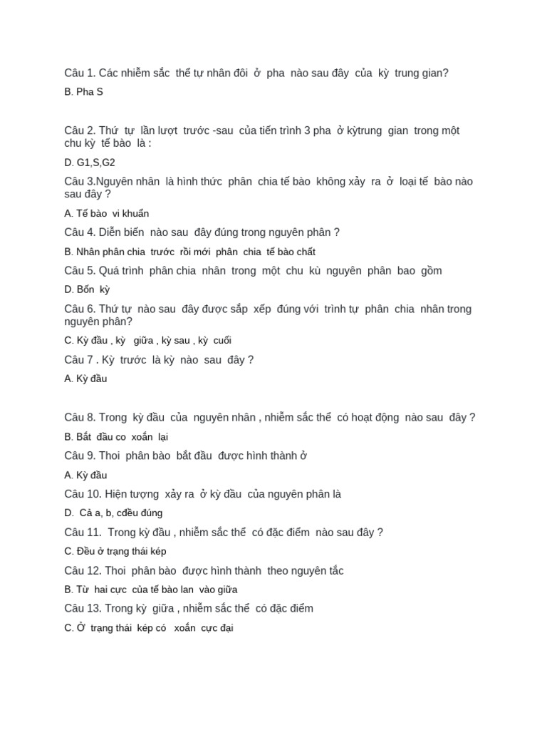 Đề 15' Sinh Châu Loan 10A6 | PDF