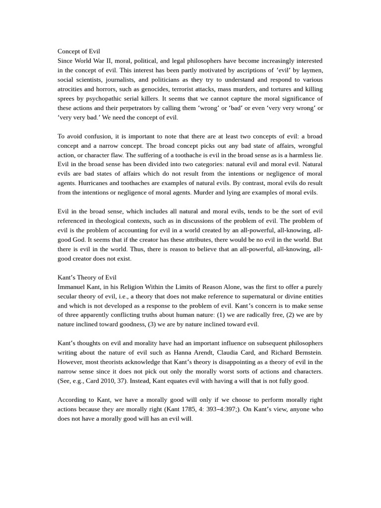 Concept of Evil | PDF | Evil | Immanuel Kant