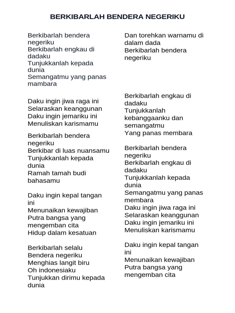 BERKIBARLAH BENDERA NEGERIKU | PDF