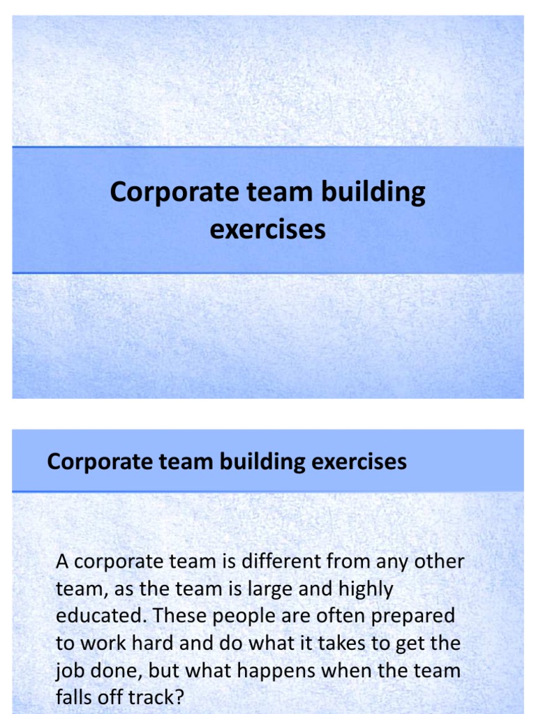 Corporate Team Building Exercises | PDF