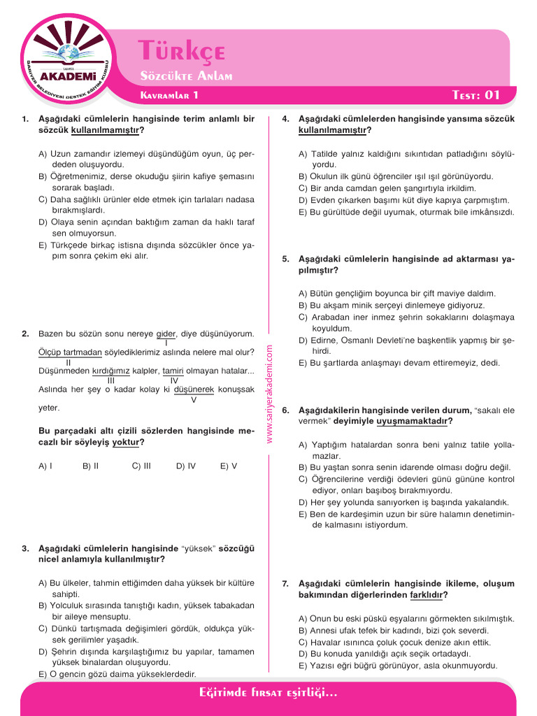 TRK U1 T1 Sozcukteanlam | PDF