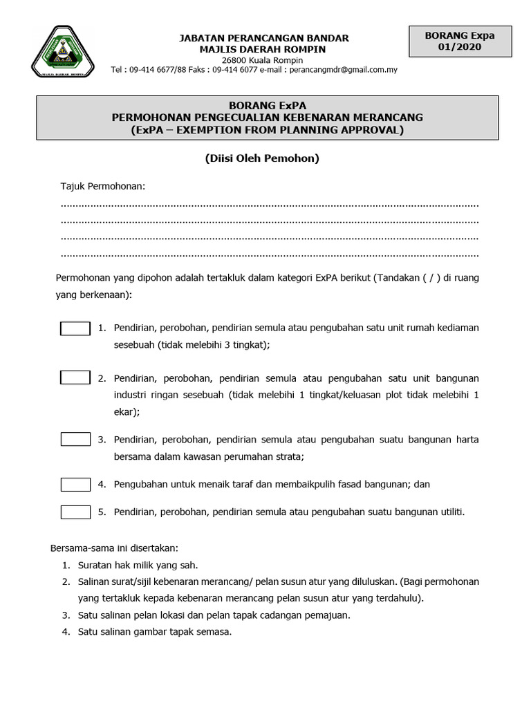 Borang Permohonan ExPA 2020 | PDF