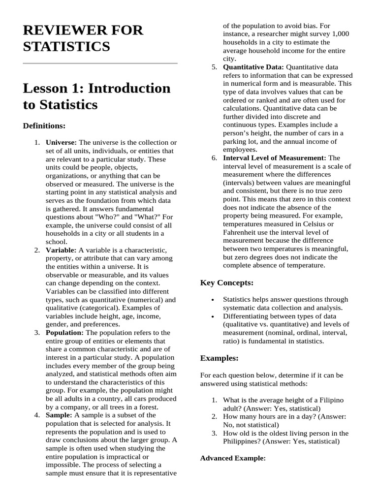 Introduction to Statistics Concepts | PDF | Variance | Statistics