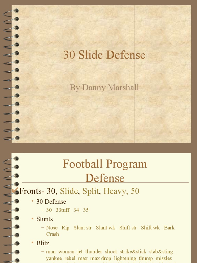 30 Slide Defense: by Danny Marshall | PDF | Ball Games | Gridiron Football