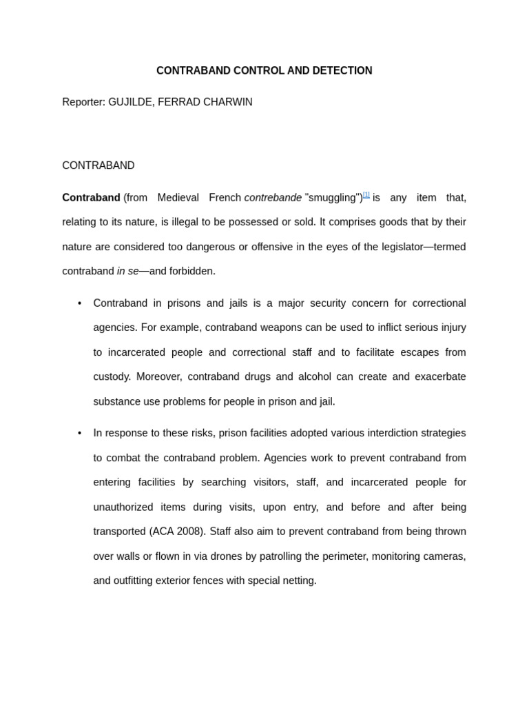 Contraband Control and Detection | PDF | Prison | Tsunami