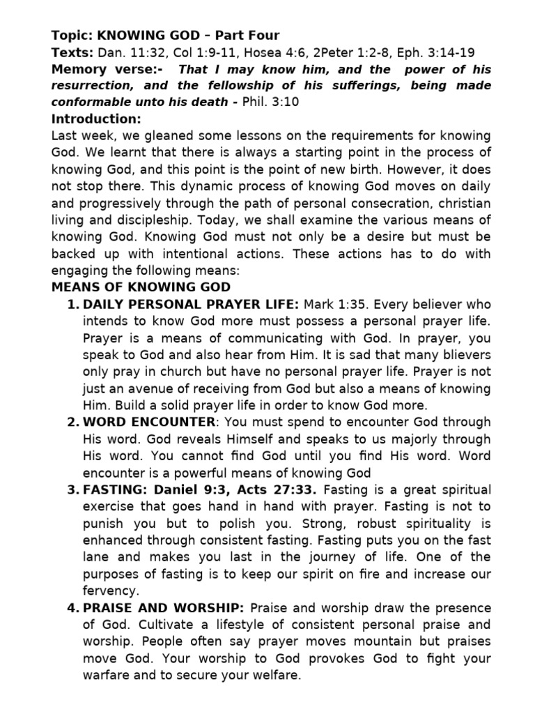 Knowing God - Part Four | PDF