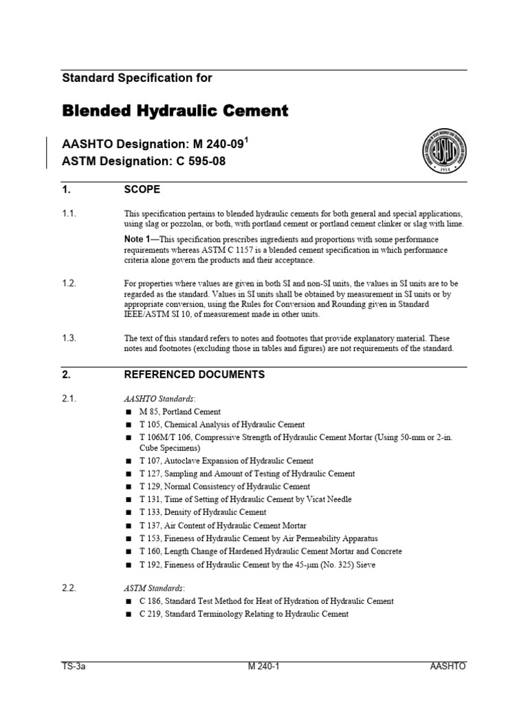 Aashto M 240 | PDF | Cement | Concrete