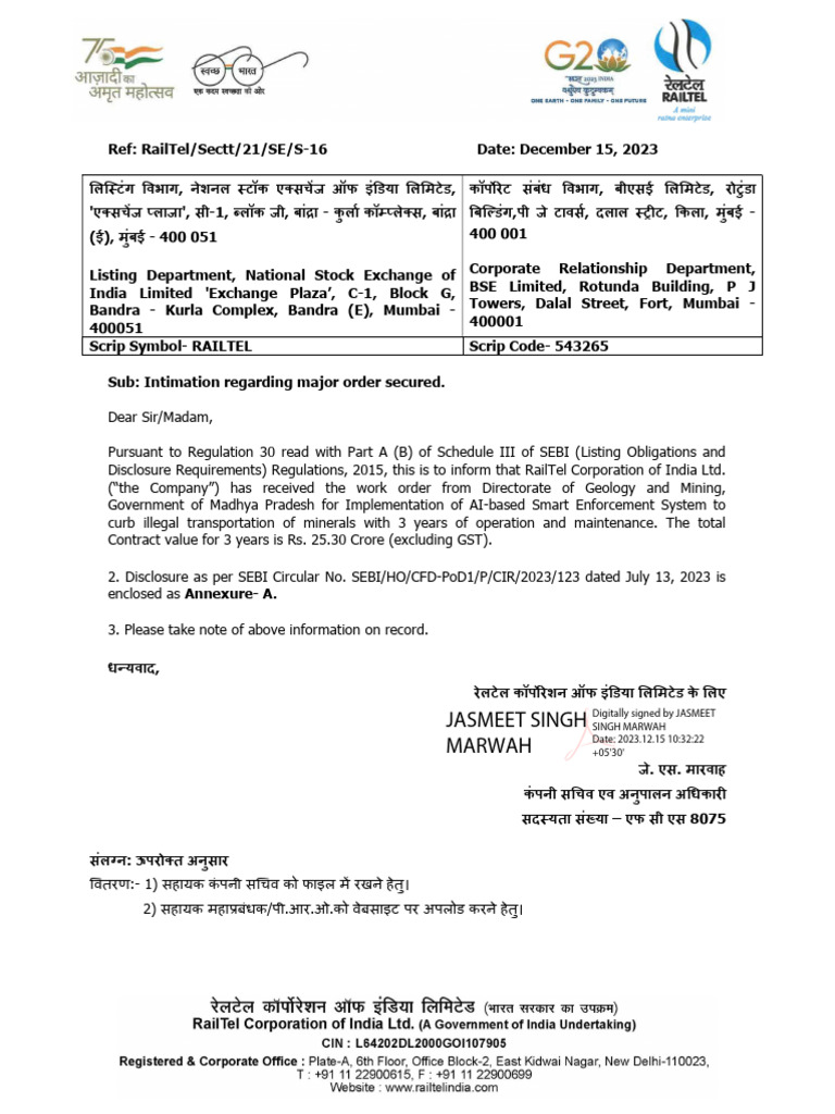 RAILTEL New Order | PDF | Equity Securities | Knowledge Economy