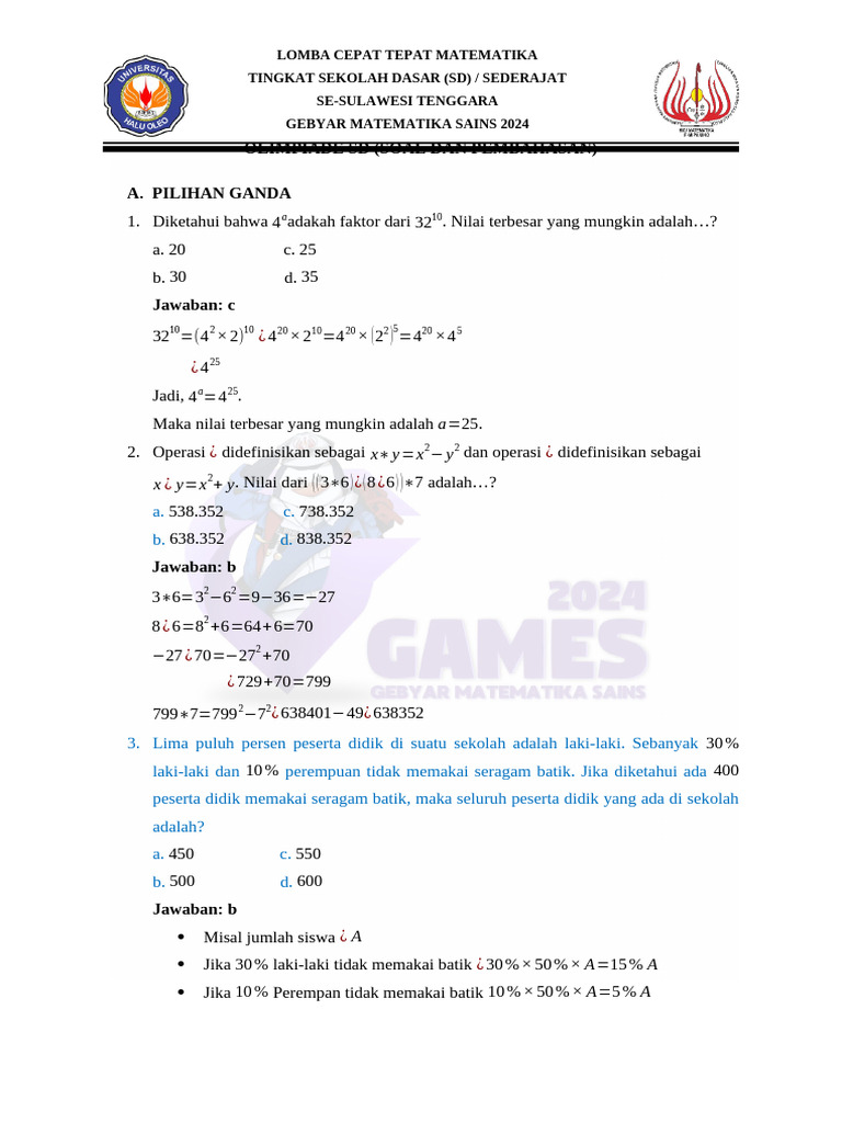 OLIMPIADE SD (SOAL DAN PEMBAHASAN) | PDF