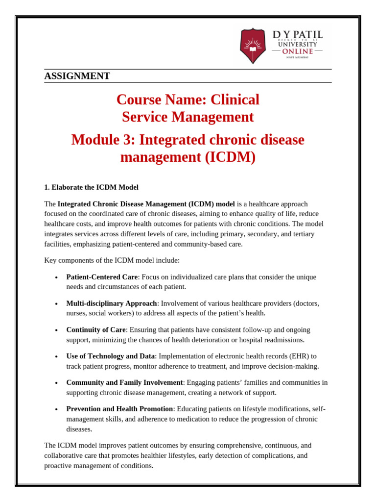 Module 3 Integrated chronic disease management (ICDM) | PDF | Chronic Condition | Health Care