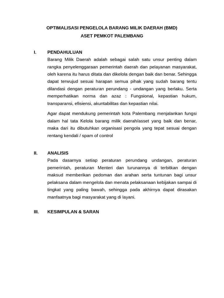 OPTIMALISASI PENGELOLA BARANG MILIK DAERAH BMD | PDF