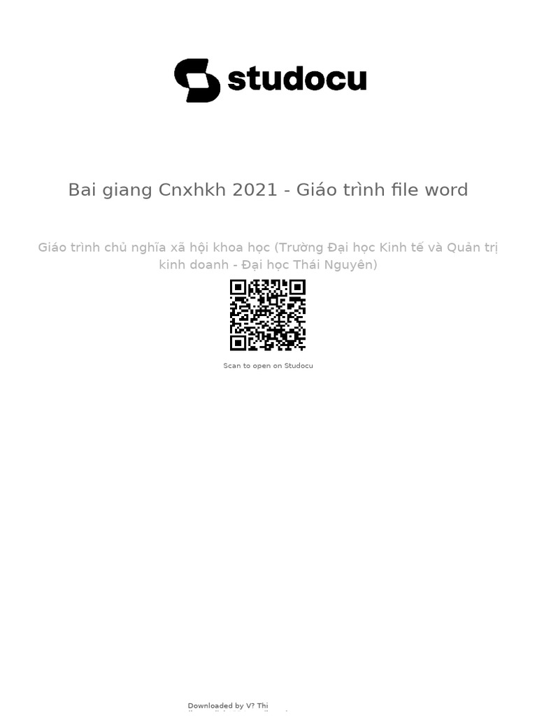 Bai Giang Cnxhkh 2021 Giao Trinh File Word | PDF