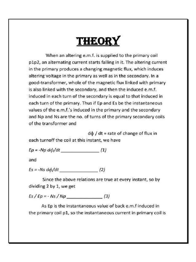 Transformer Class 12 Investigatory Project 7 638 | PDF