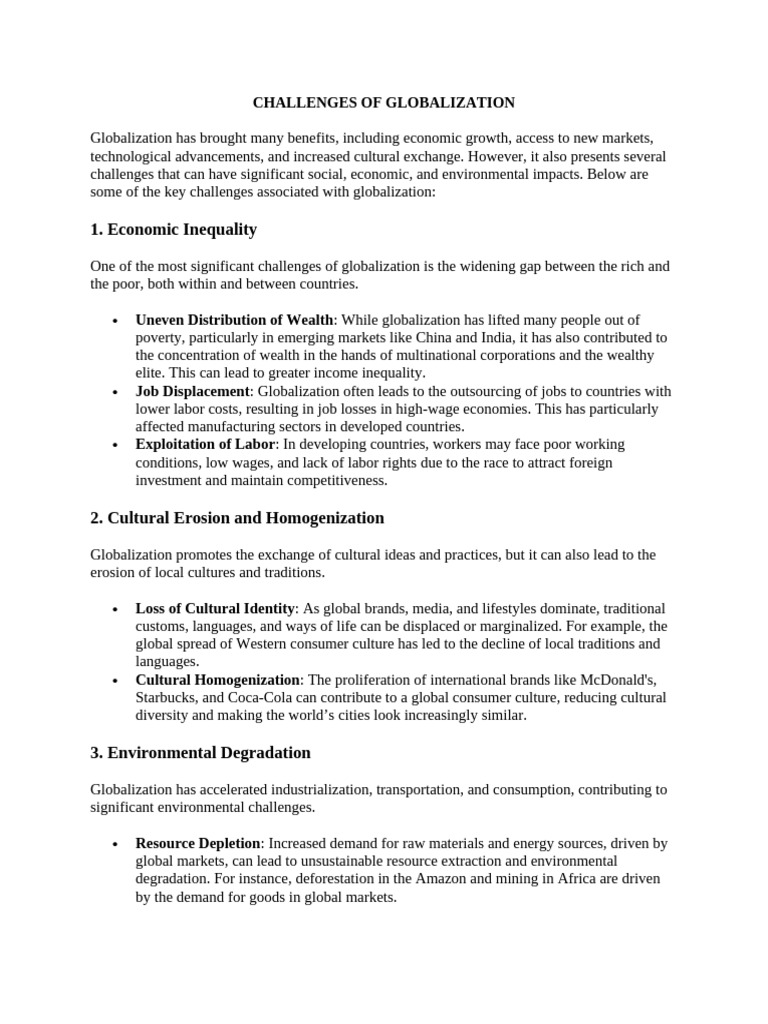 Challenges of Globalization | PDF | Globalization | Labour Economics