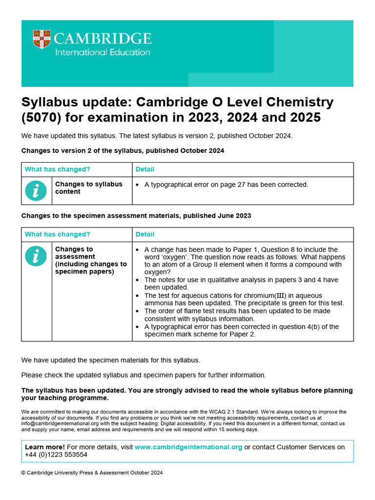 600983-2023-2025-syllabus-update | PDF | Chemistry
