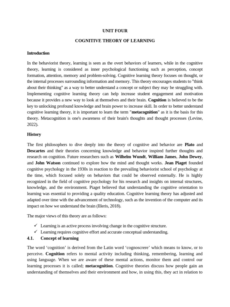 Understanding Cognitive Learning Theory | PDF | Cognition | Learning ...