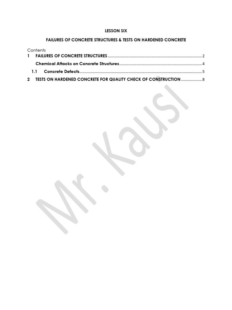 Lesson 6- Failures of Concrete Structures & Tests on Hardened Concrete ... Lesson 6- Failures of Concrete Structures & Tests on Hardened Concrete ...
