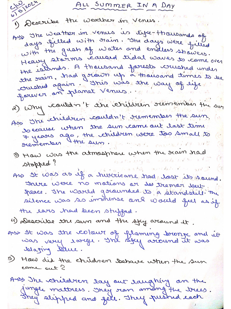 All Summer in A Day | PDF