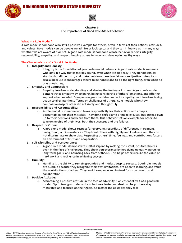 Chapter 6 Role Model Behavior | PDF | Psychological Resilience | Empathy
