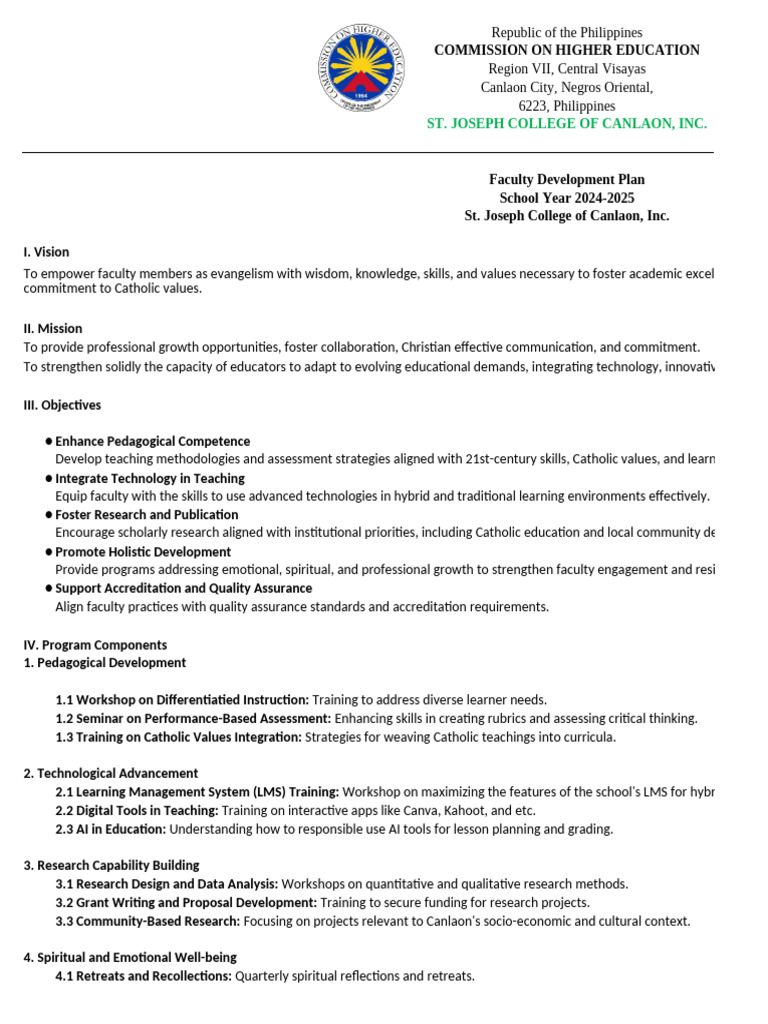 Faculty Development Plan | PDF | Learning | Differentiated Instruction