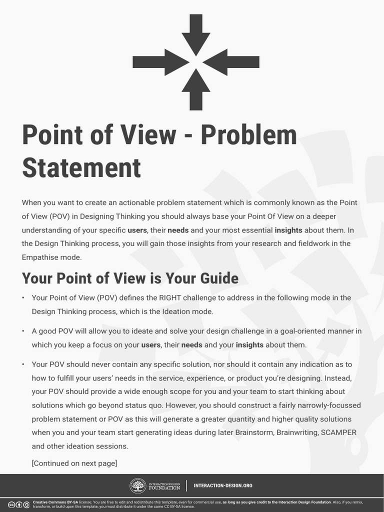 Crafting Effective POV Statements | PDF | Design Thinking | Creative ...