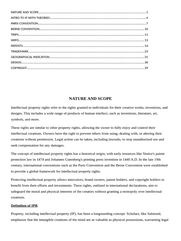 IPR Notes-1 | PDF | Intellectual Property | Patent