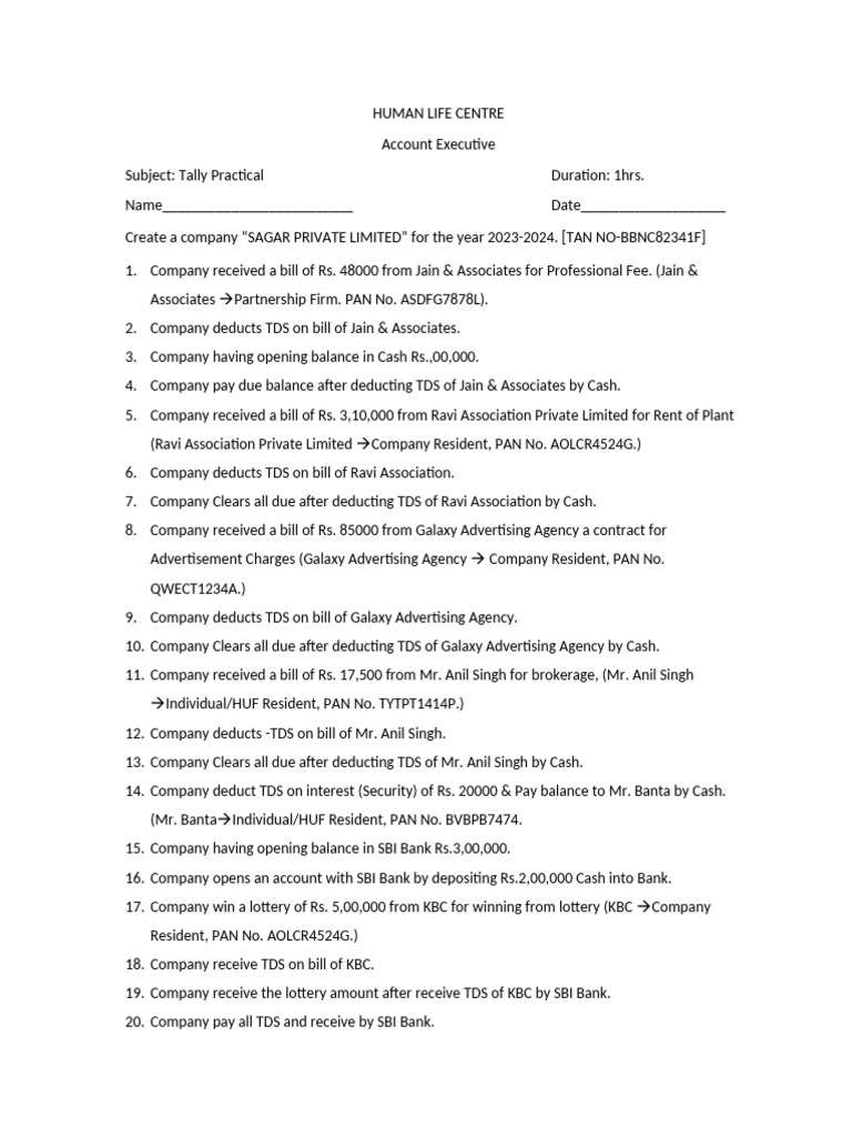 Tally Test | PDF