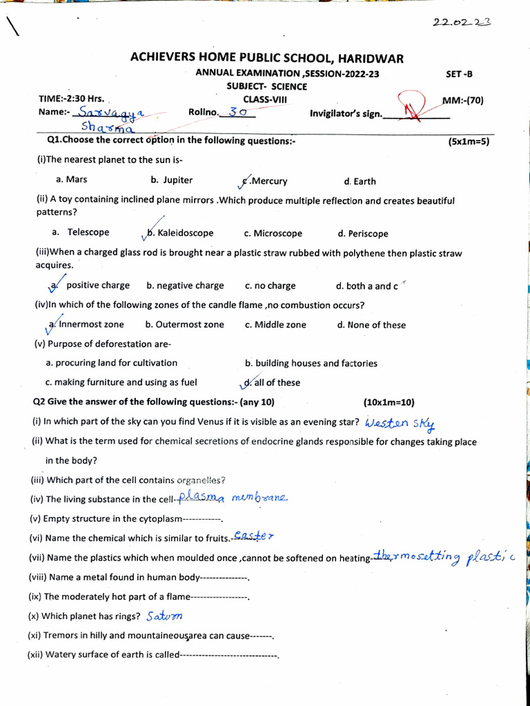 Achievers school paper | PDF | Cell (Biology) | Physical Sciences