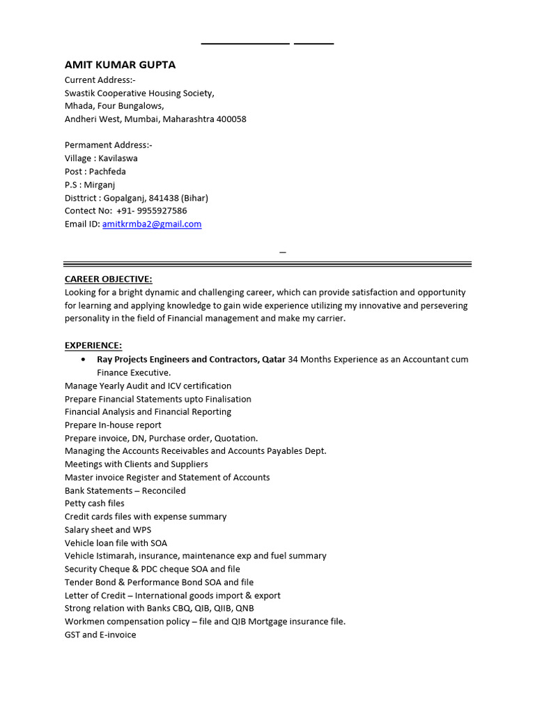 Amit Kumar Gupta - Resume - Apna | PDF | Business