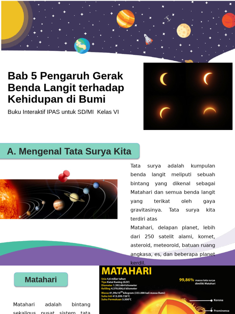 Bab 5 PPT Pengaruh Gerak Benda Langit Terhadap Kehidupan Di Bumi Kelas Vi | PDF