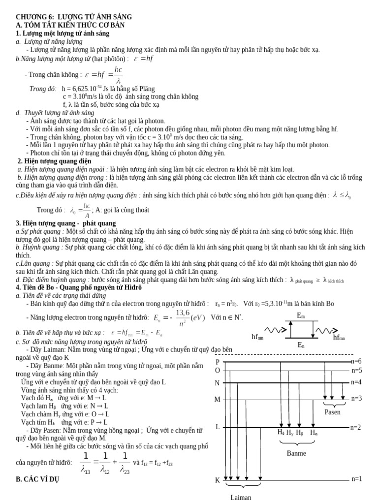 On Tap Chuong Luong Tu Anh Sang Hay | PDF