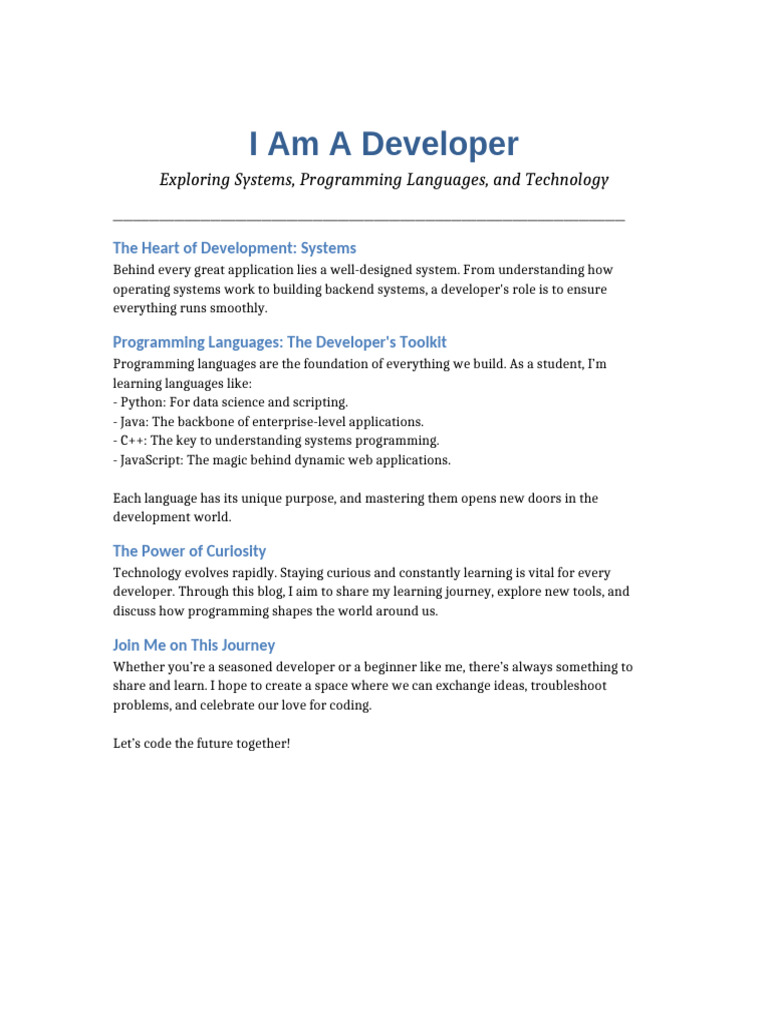 Developer's Guide: Systems & Languages | PDF