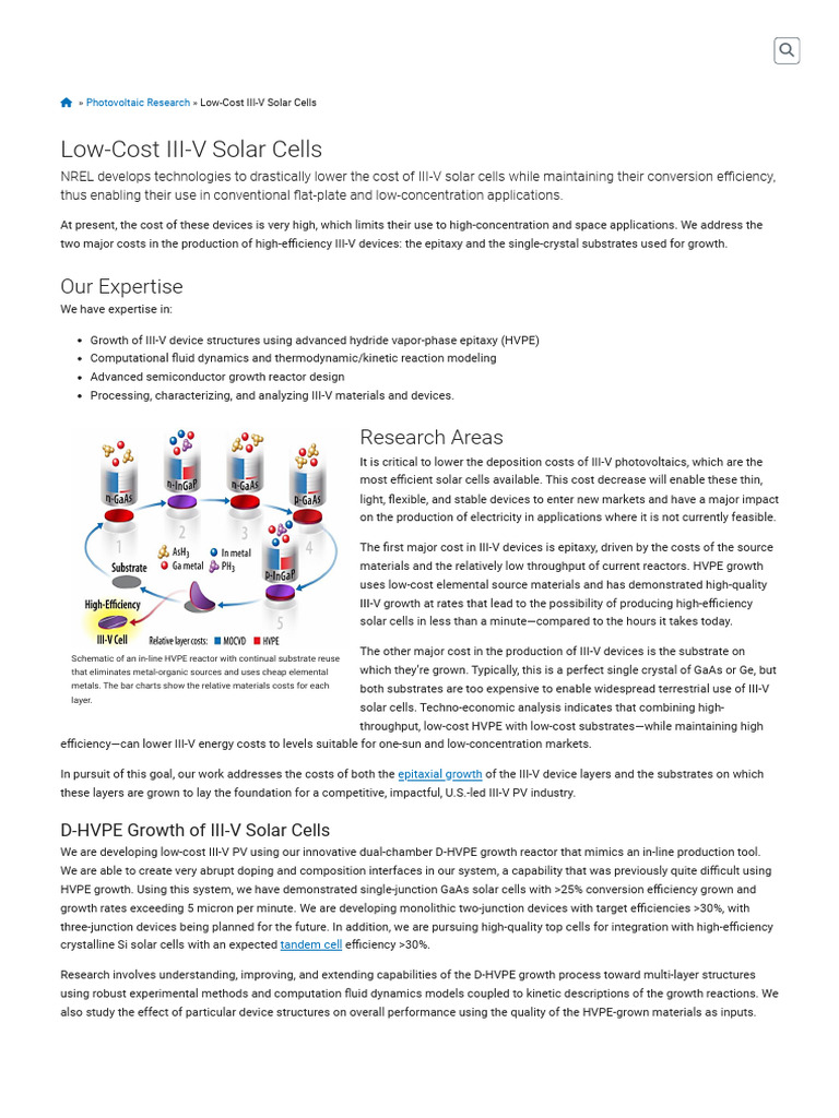 Low-Cost III-V Solar Cells _ Photovoltaic Research _ NREL | PDF | Solar ...