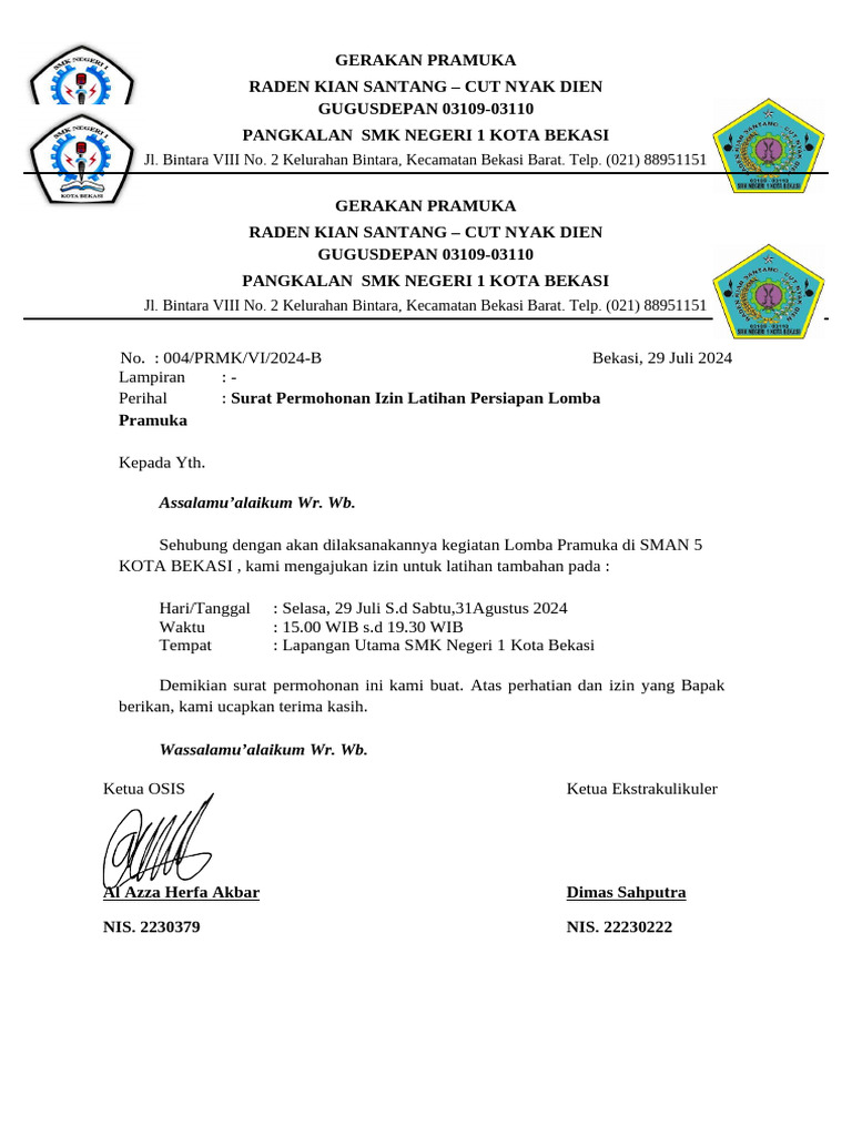 Surat Izin Latihan | PDF