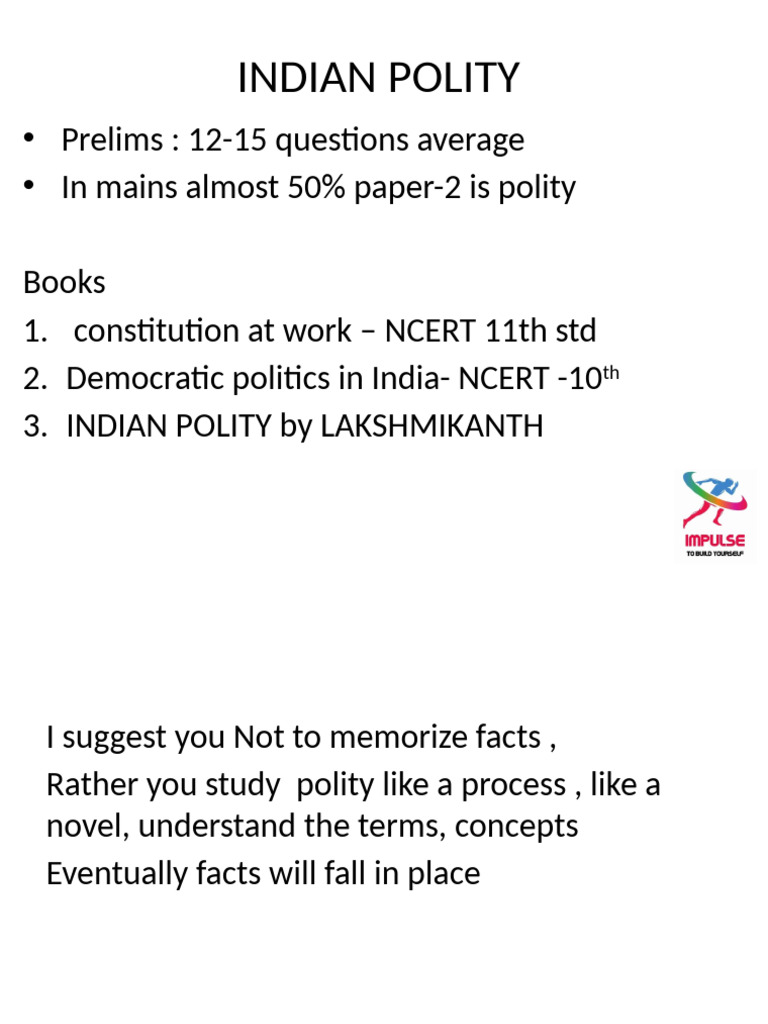 UPSC Polity Study Guide | PDF | Government Of India | Public Law